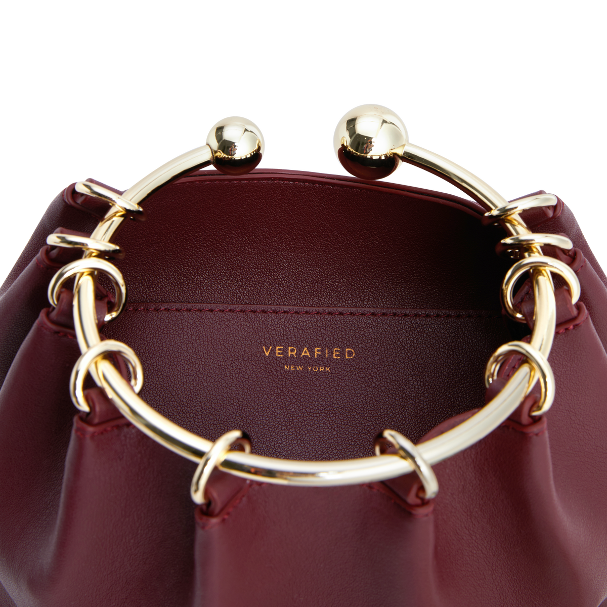 Burgundy Ring Mini Handle Shoulder Bag - Verafied New York