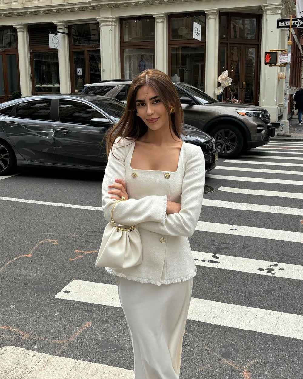 Cream Ring Mini Handle Shoulder Bag - Verafied New York