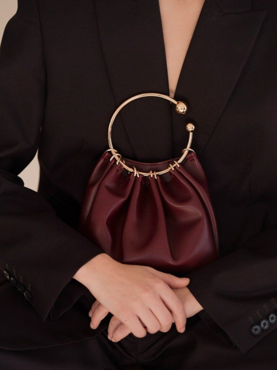 Burgundy Ring Mini Handle Shoulder Bag - Verafied New York
