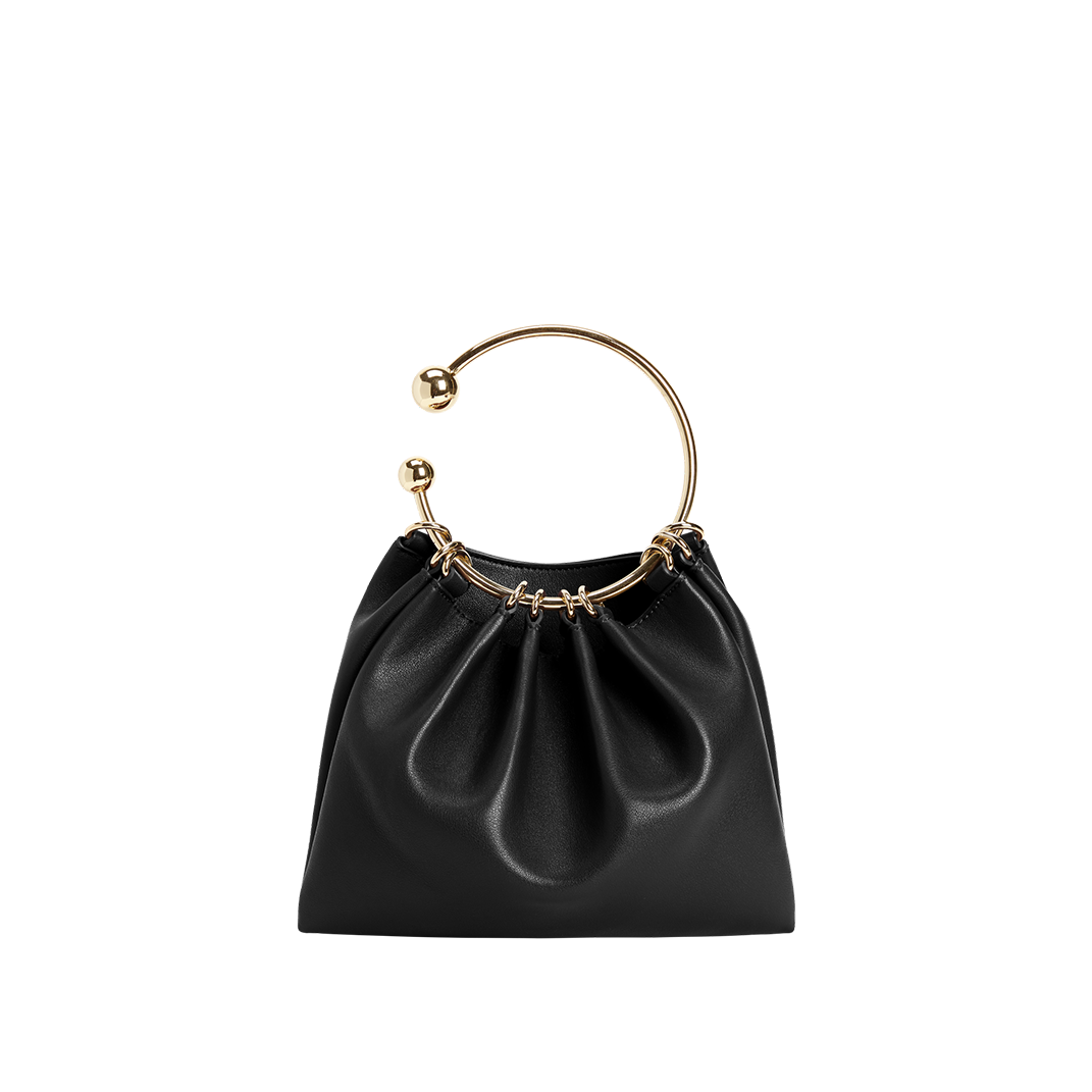 Mini Black Ring Handle Shoulder Bag - Verafied New York