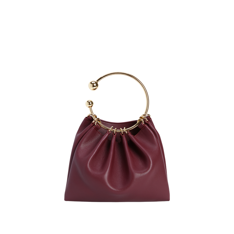 Mini Burgundy Ring Handle Shoulder Bag - Verafied New York