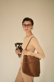 Toffee Suede Belted Tote Bag - Verafied New York