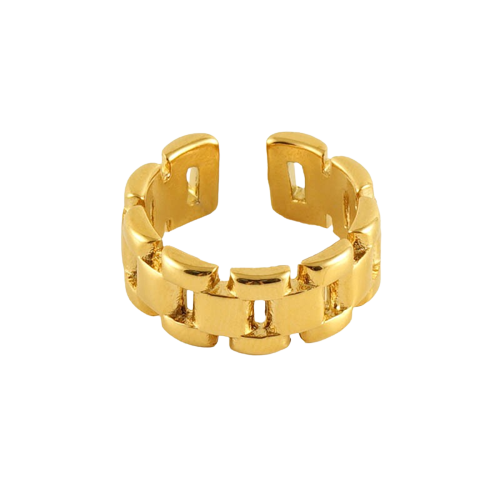 Gold three-link Open Ring (Final Sale) - Verafied New York