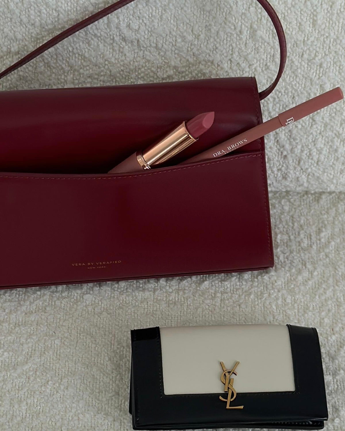 Dark Cherry Shoulder Purse Handbag - Verafied New York