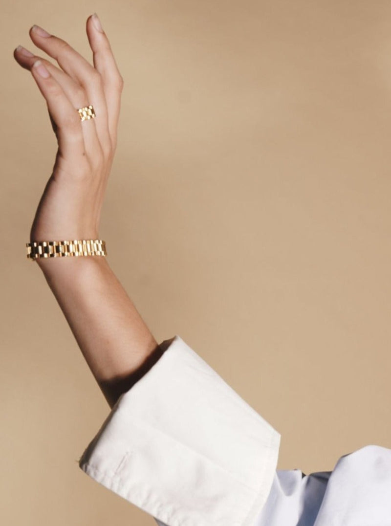 Gold three-link Open Ring (Final Sale) - Verafied New York